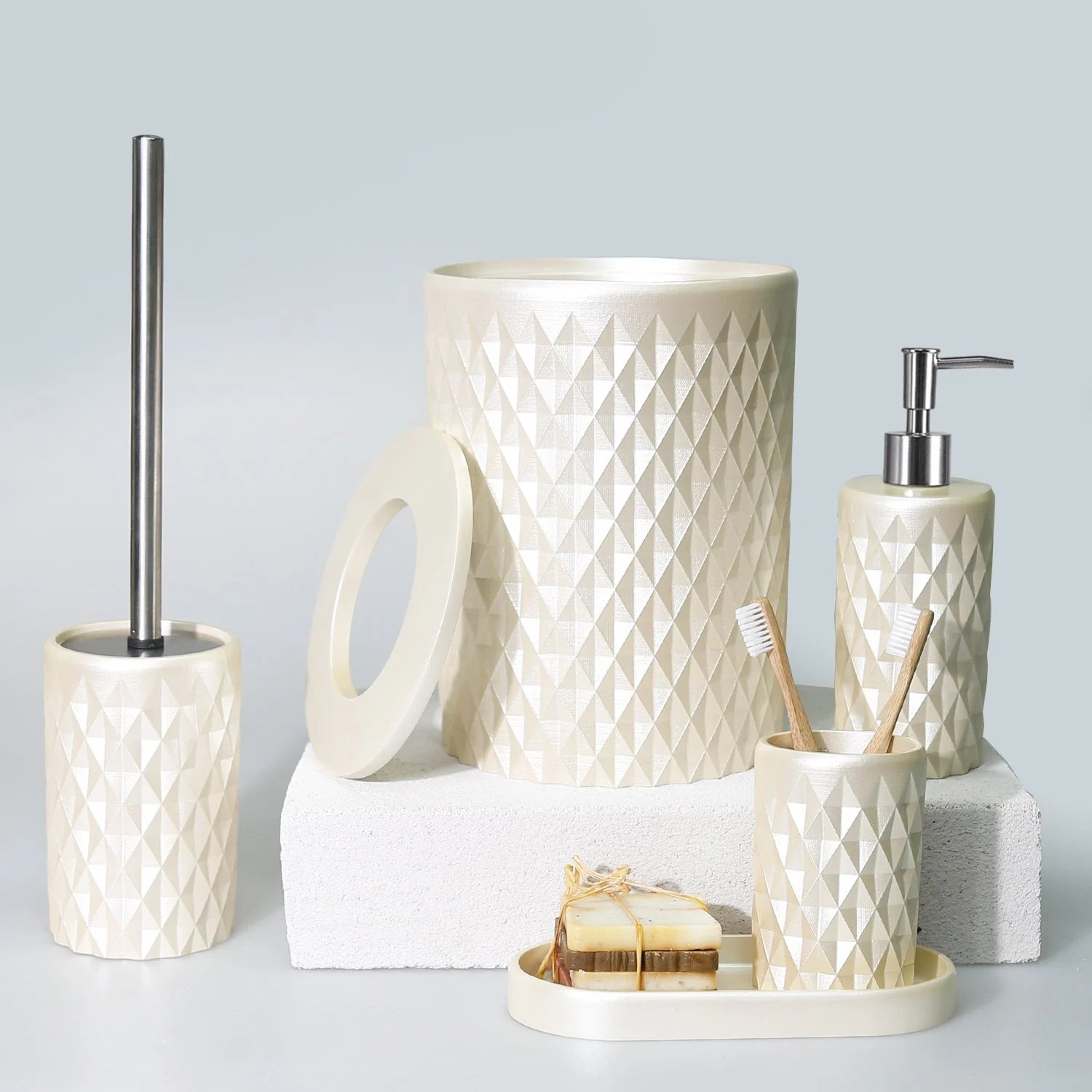 Diamond Bathroom Set Tahari Claudia 4 Piece White Diamond Bathroom
