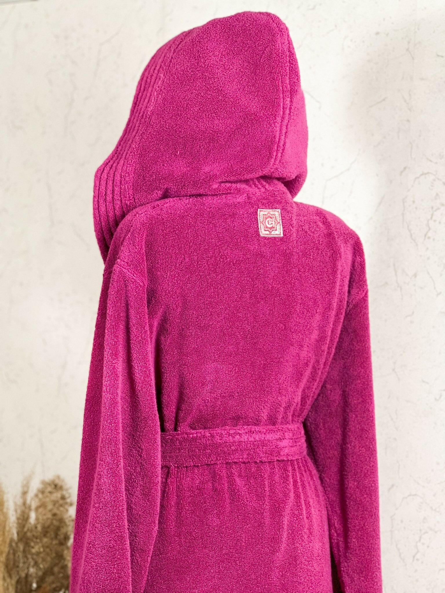 Akay Women's Pink Hooded Bathrobe, Best Luxury Micro Cotton Robe Gown