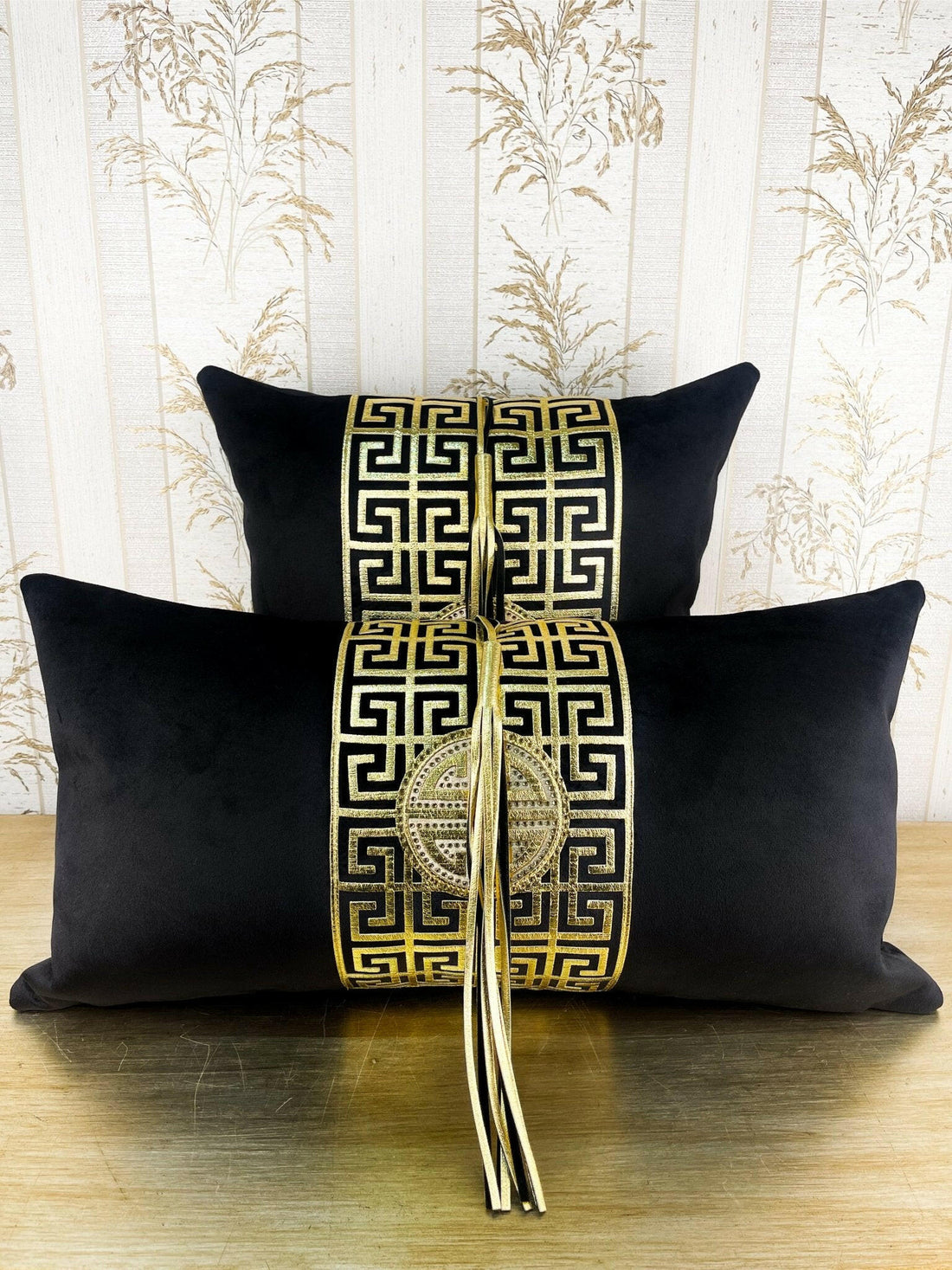 Anka Greek Key Pattern Throw Pillowcase, Luxury Cushion Cover & Sham