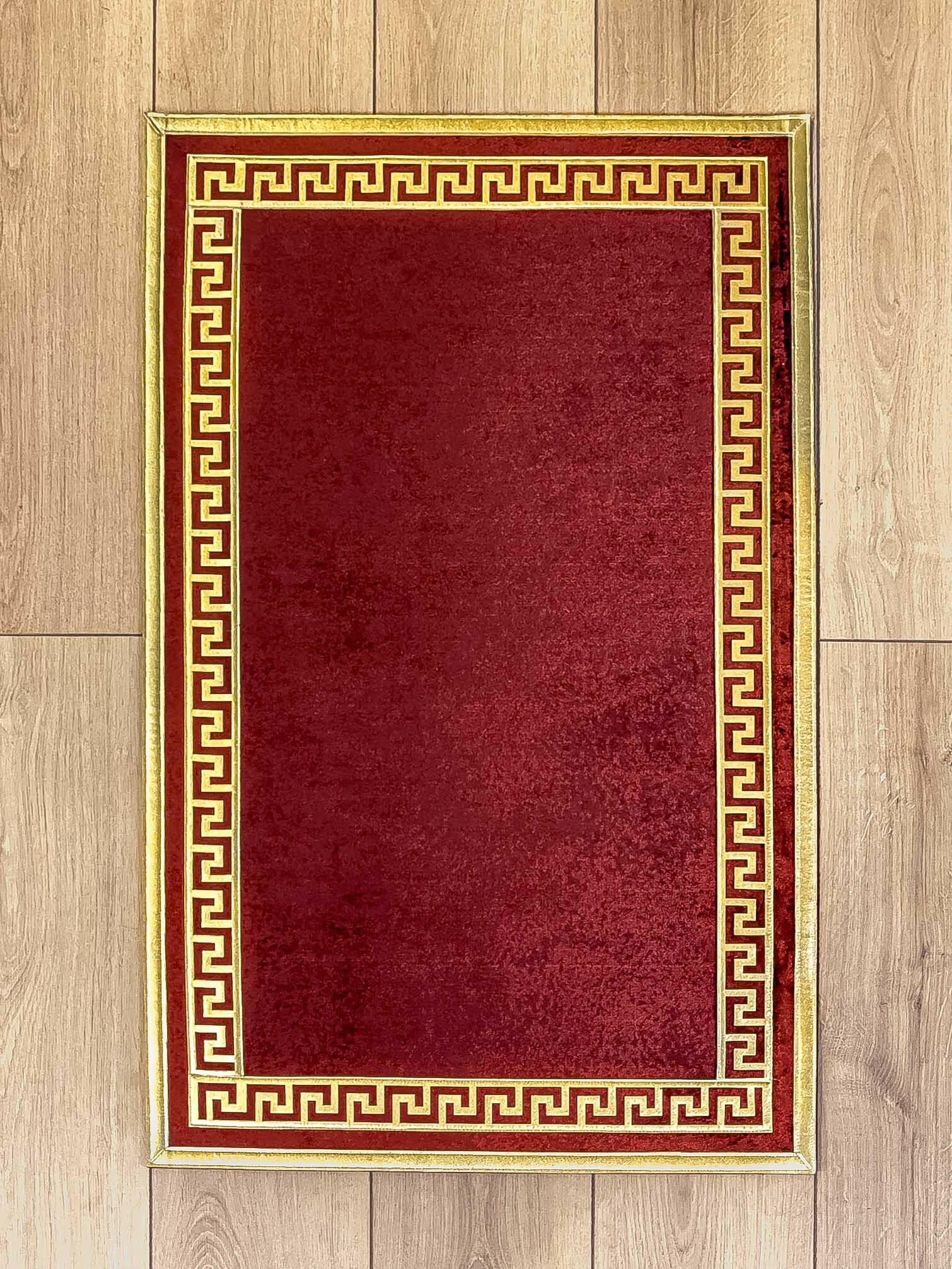 Anka Rectangle Area Rug Greek Key Style Patterned Mat, Washable Carpet