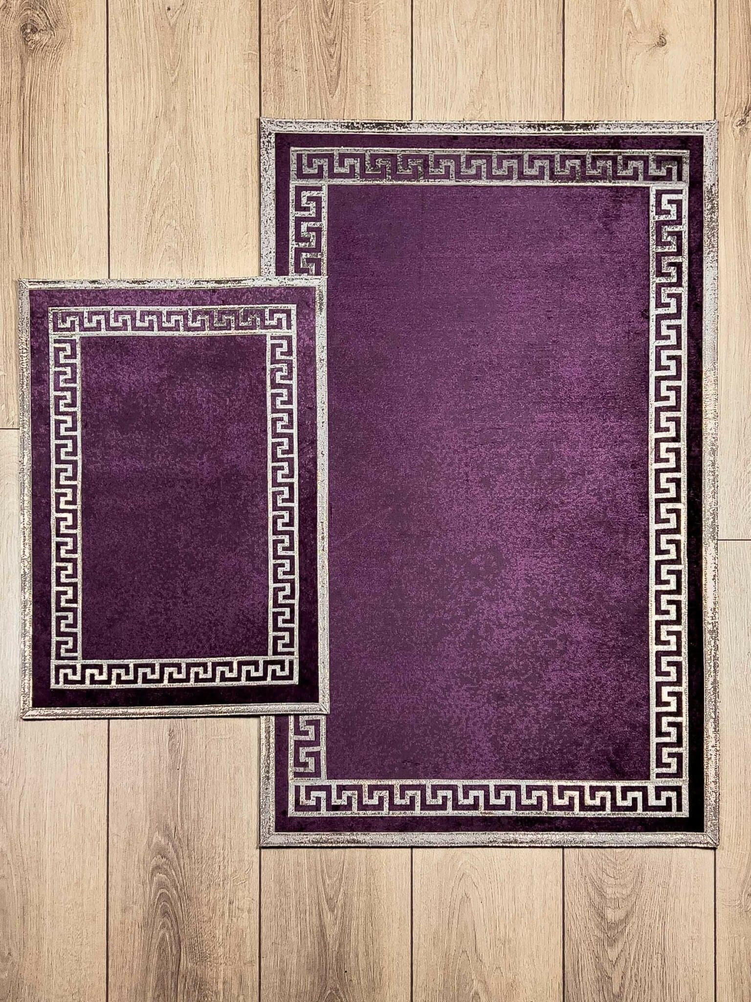 Anka Rectangle Area Rug Greek Key Style Patterned Mat, Washable Carpet