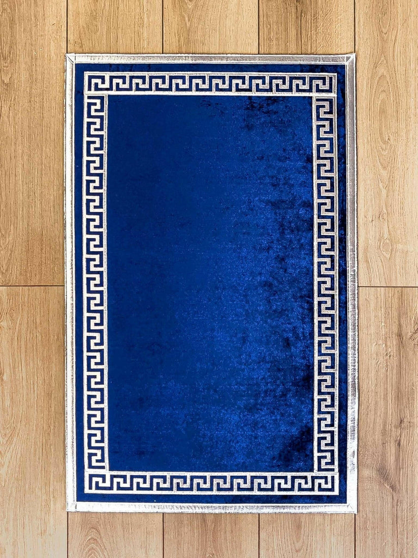 Anka Rectangle Area Rug Greek Key Style Patterned Mat, Washable Carpet