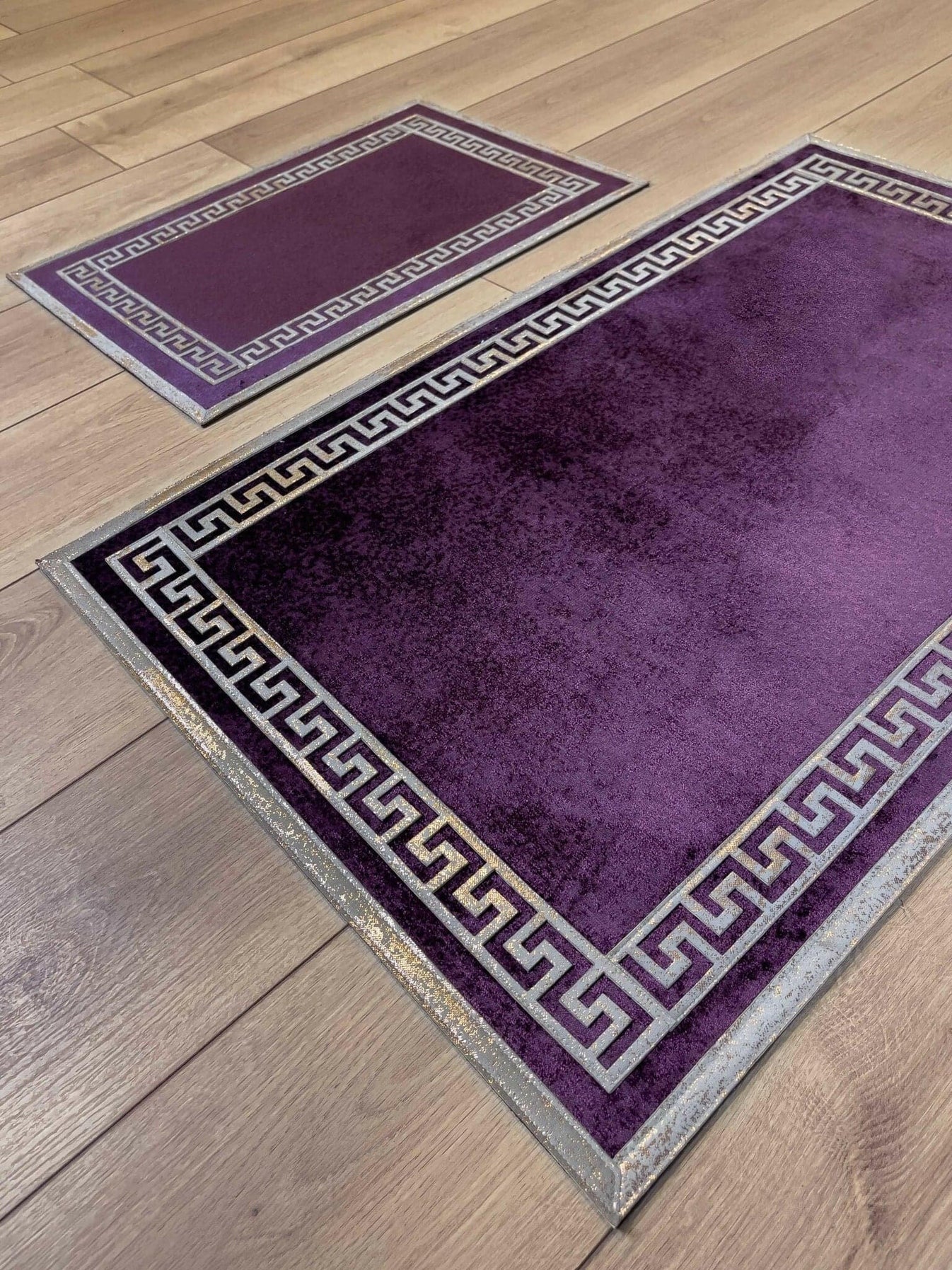 Anka Rectangle Area Rug Greek Key Style Patterned Mat, Washable Carpet