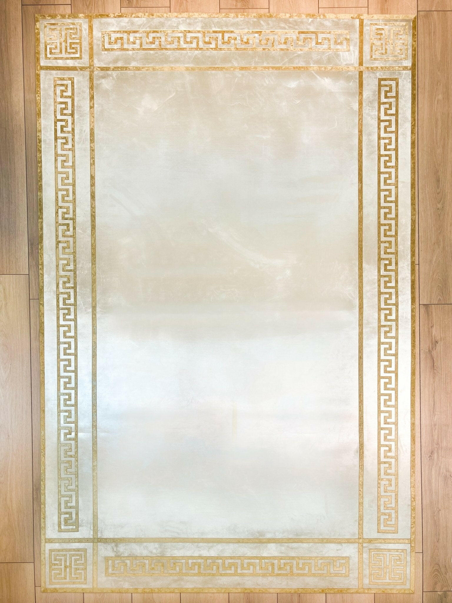 Anka Rectangle Rug, Greek Key Style Patterned Mat, Washable Carpet