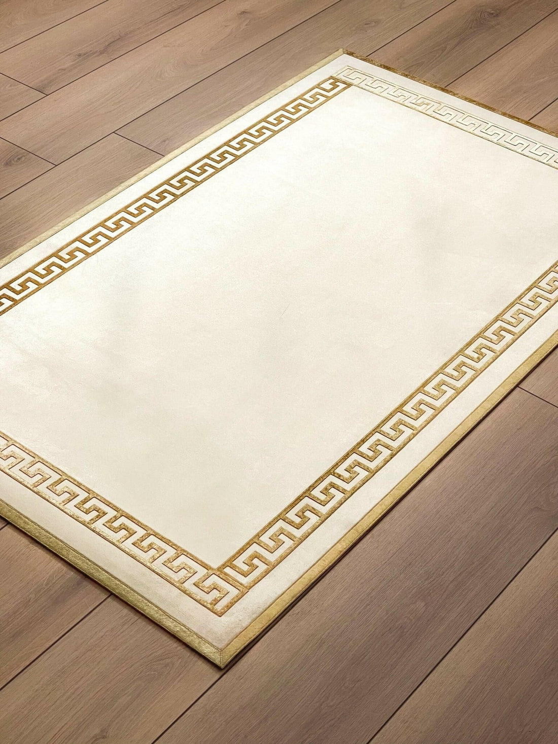 Anka Rectangle Rug, Greek Key Style Patterned Mat, Washable Carpet