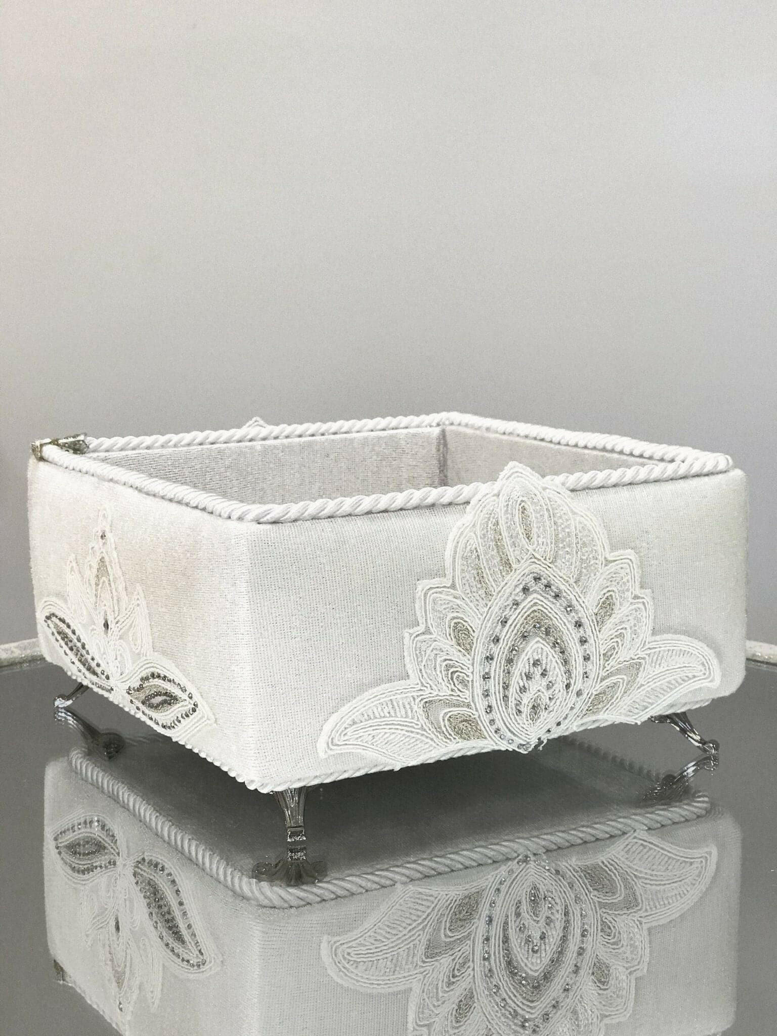 Lotus Decorative Towel Box, Modern Embroidery Bathroom Towel Box Set