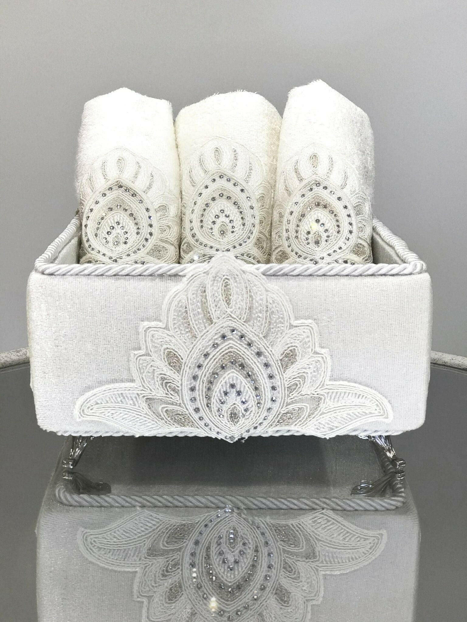 Lotus Decorative Towel Box, Modern Embroidery Bathroom Towel Box Set