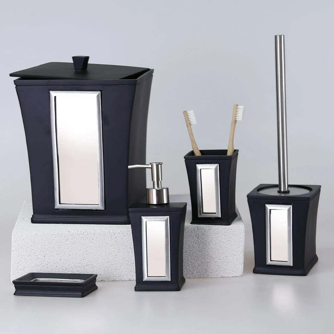 5 Piece Luxury Bathroom Accessory Set, Stylish Resin Bath Decor Set